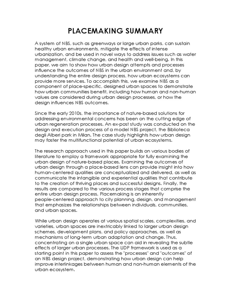 HW-FN01 Placemaking | PDF | Urban Design | Nature