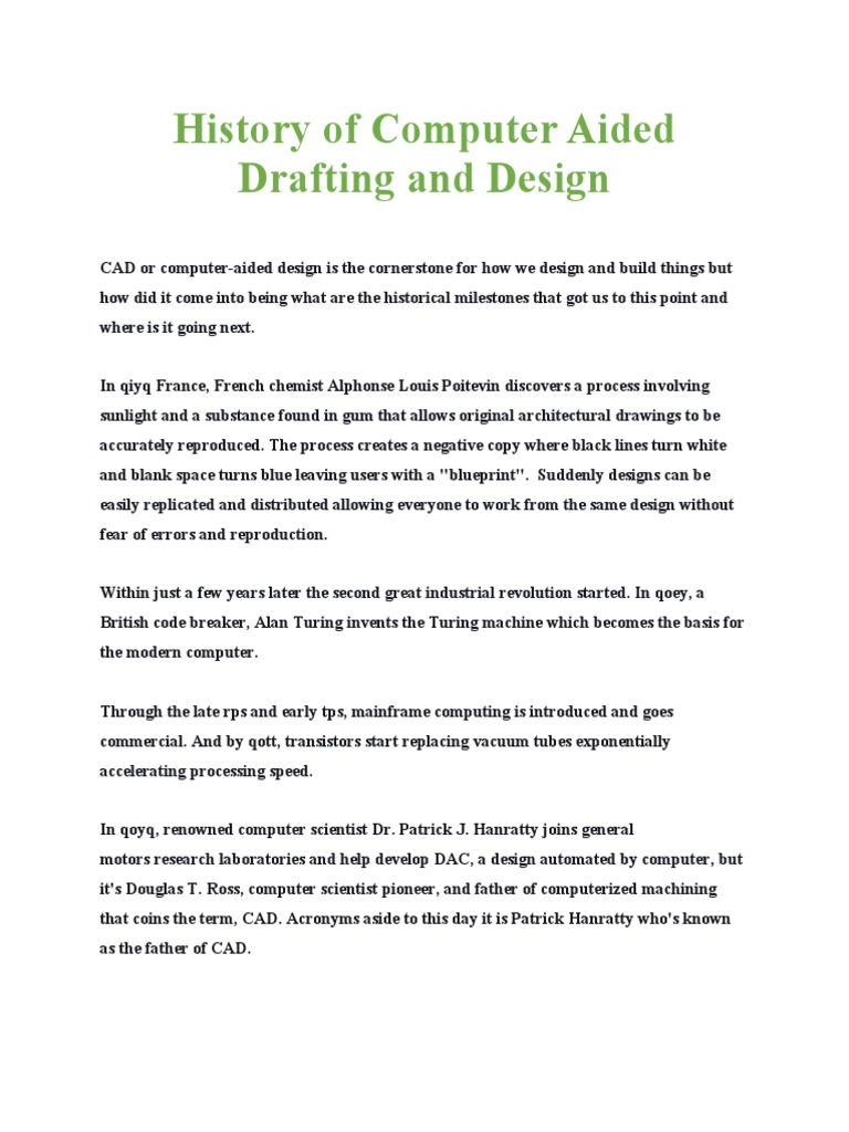 History of Computer Aided Drafting and Design | PDF | Computer Aided ...