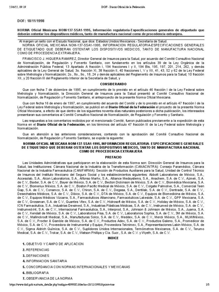 Etiquetado de Dispositivos Médicos NOM-137 | PDF | México | Ciencias de ...