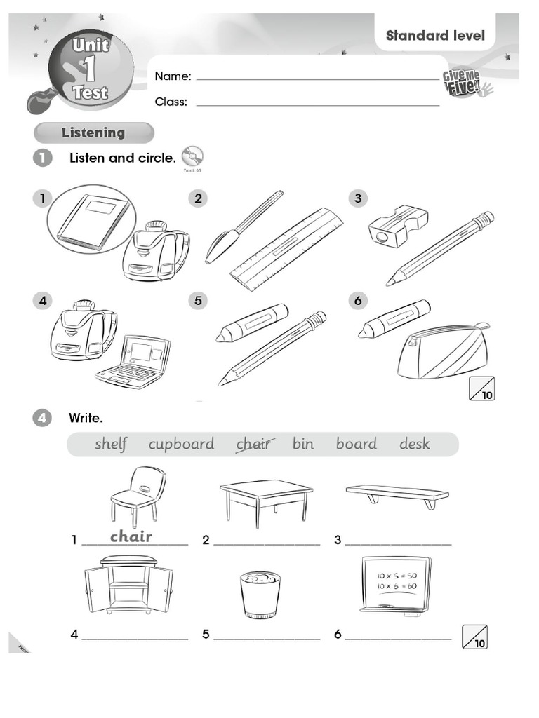 Unit 1 Test-Give Me Five 1 | PDF