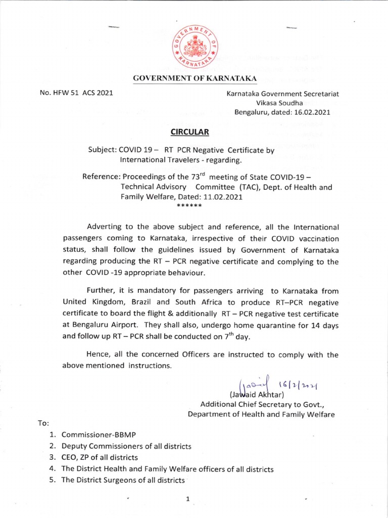 Circular-COVID-19 RT-PCR Negative Certificate by International ...