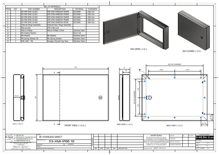 Stainless Steel HMI Window Frame Details | PDF | Washer (Hardware) | Door