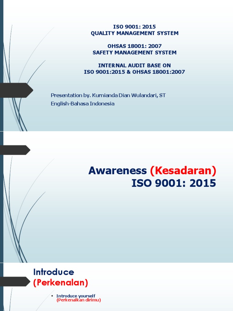 Presentation ISO & OHSAS By. Anda | PDF
