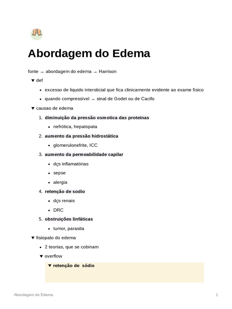 Abordagem Do Edema Pdf Edema Coração