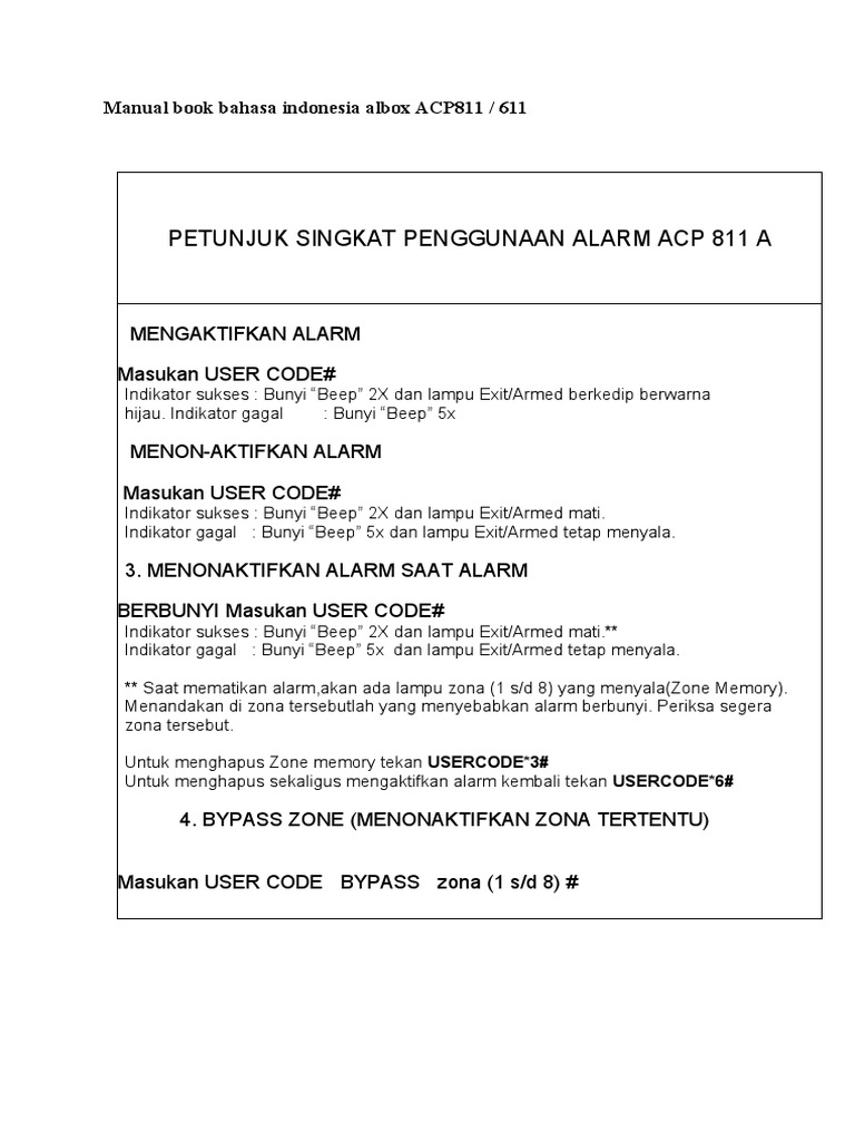 Manual Book Bahasa Indonesia Albox Acp811 | PDF