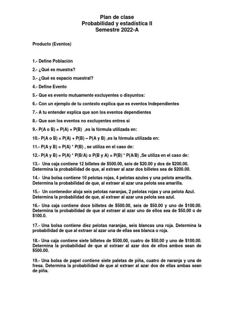 Eventos Ejercicios | PDF | Probabilidad | Matemáticas