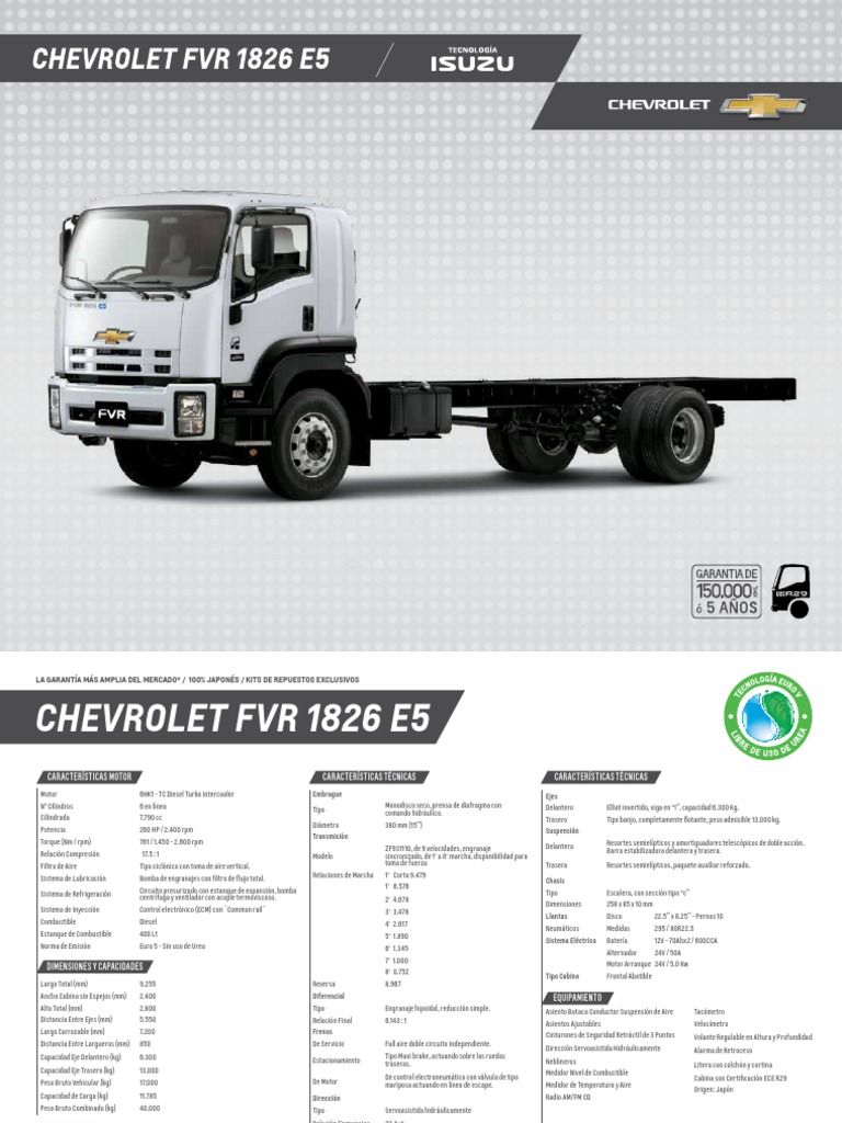 E Ficha Tecnica Camion Fvr-1826-E5 | PDF | Eje | Camión