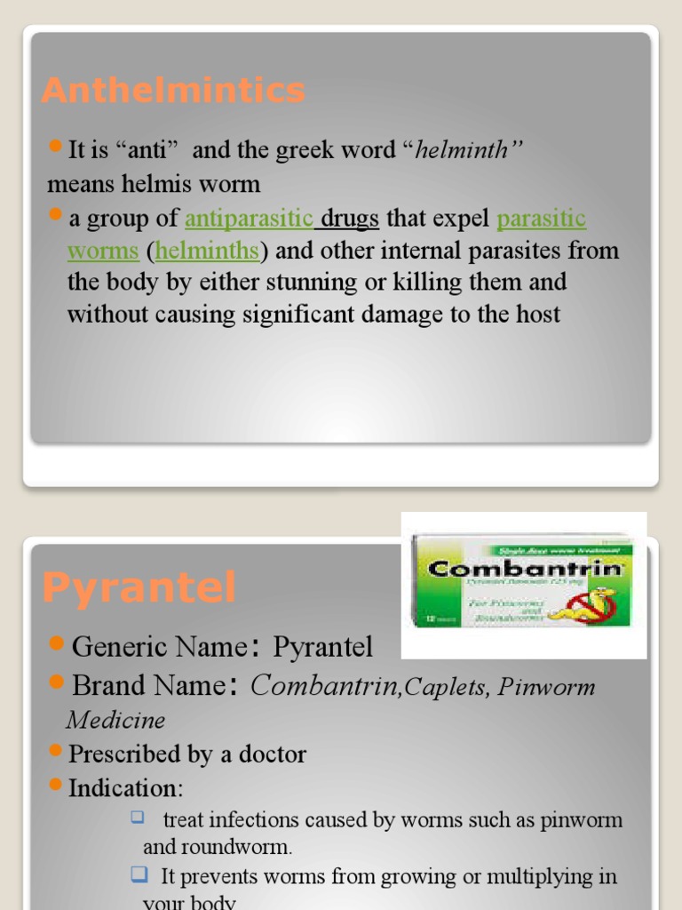 Anthelmintics: Antiparasitic Parasitic Worms Helminths | PDF | Chemistry | Dose (Biochemistry)