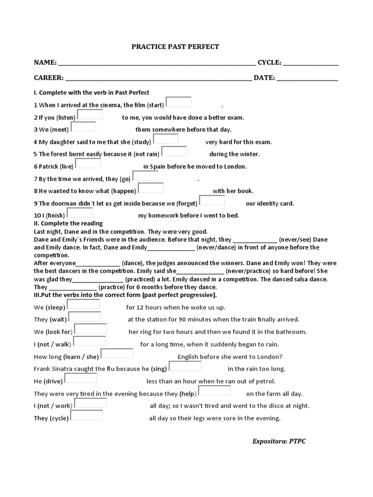 Practice Past Perfect | PDF