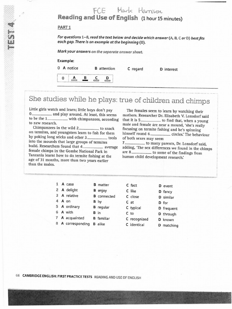 FCE Mark H. Test 4 | PDF