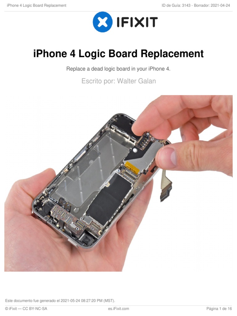 Iphone 4 Logic Board Replacement: Escrito Por: Walter Galan | PDF ...