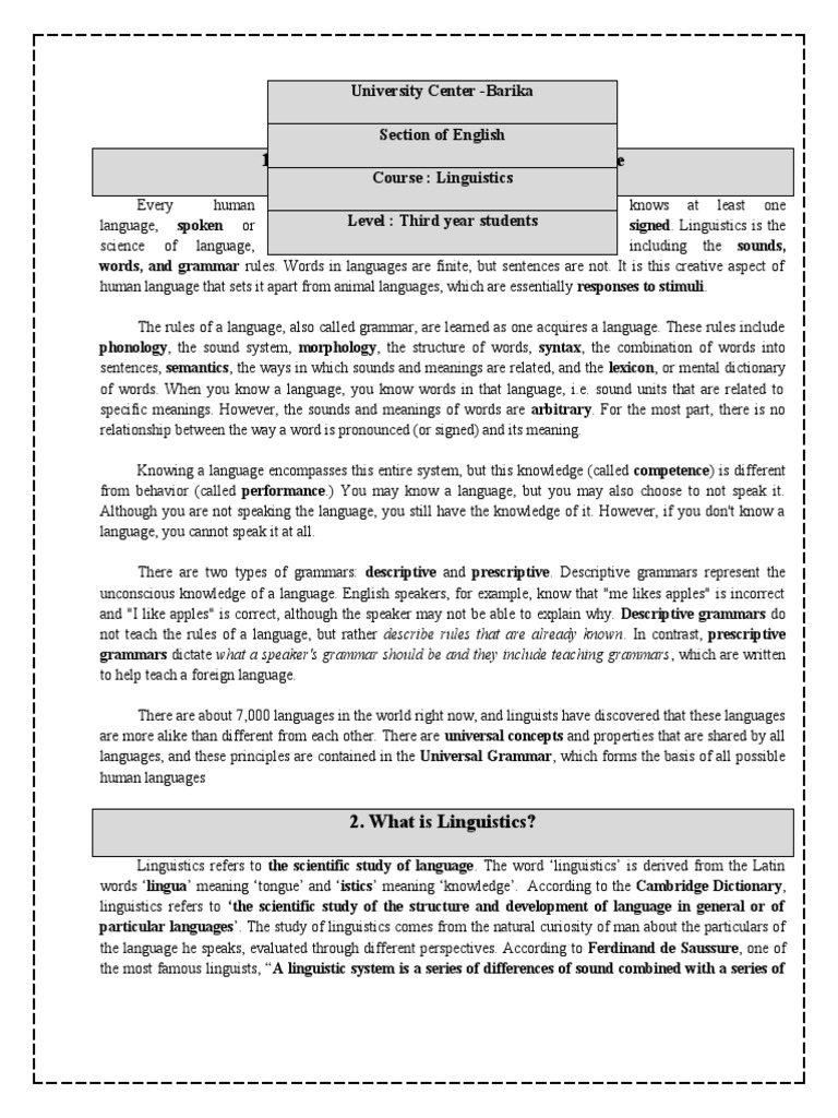 Linguistic Theories, Branches and Fields | Download Free PDF ...