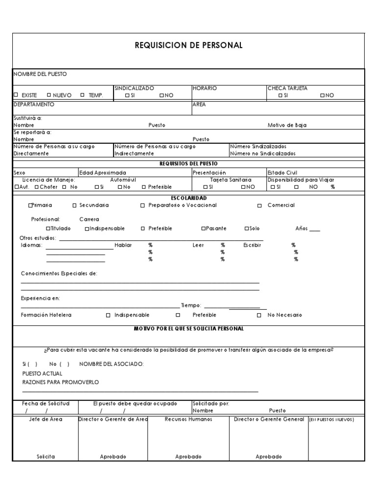 Formato Requisicion de Personal | PDF