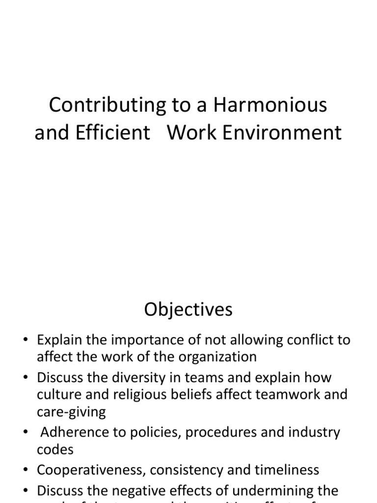 Module 4 - Harmonious Work Environment | PDF | Nursing | Employment