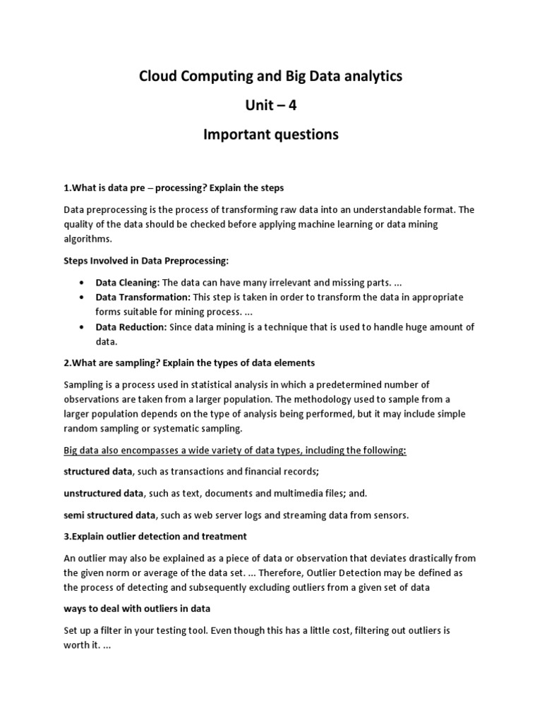 CC Unit - 4 Imp Questions | PDF | Dependent And Independent Variables | Data Analysis