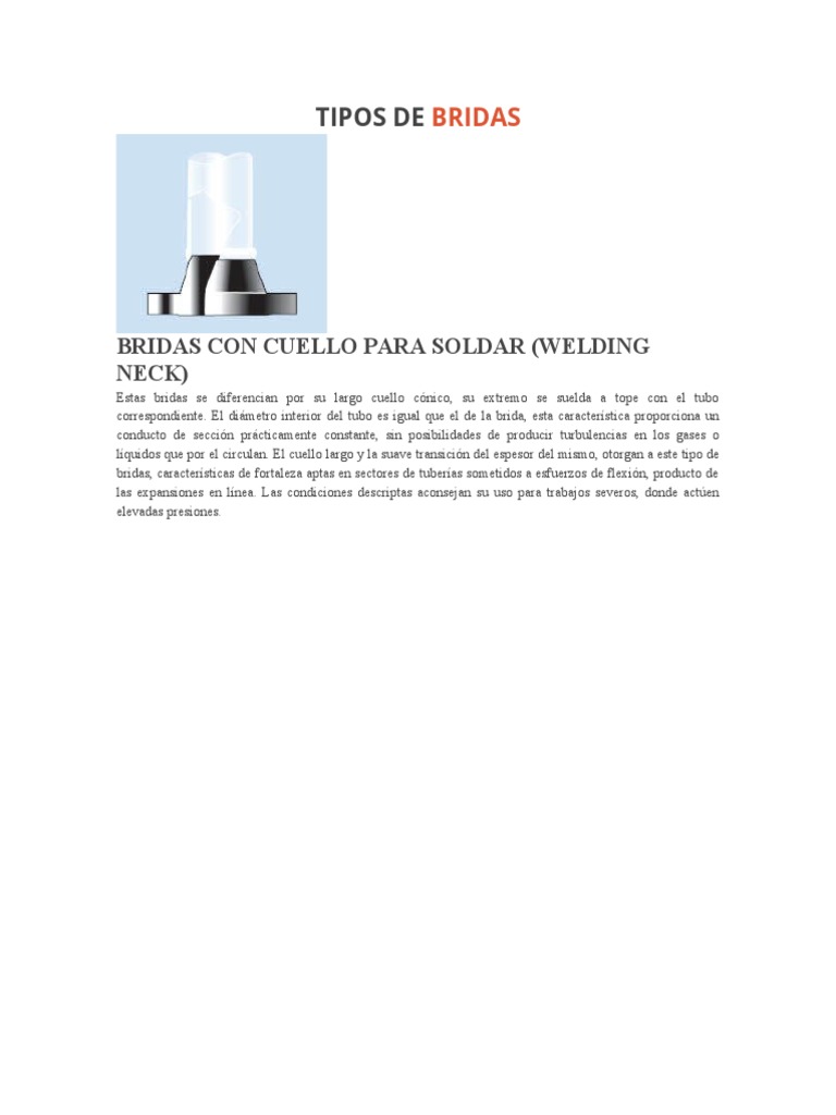 Tipos de bridas y sus aplicaciones | PDF | Ingeniería mecánica