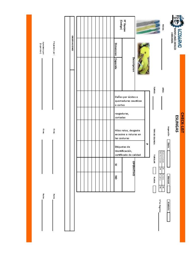 Check List Eslingas | PDF