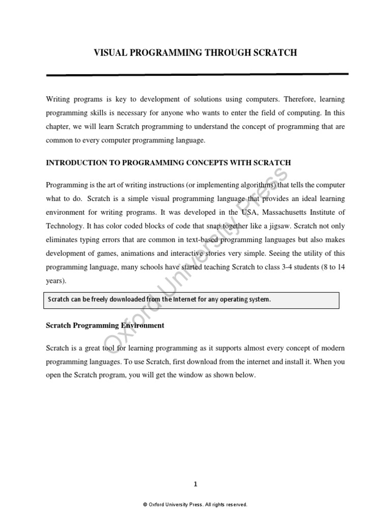 Oxford University Press: Visual Programming Through Scratch | PDF ...