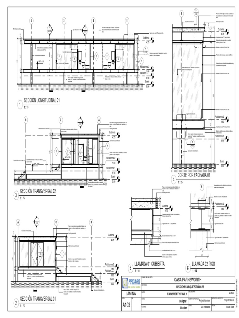A103 Secciones Arquitectonicas Casa Farnsworth 123 Pdf Materiales