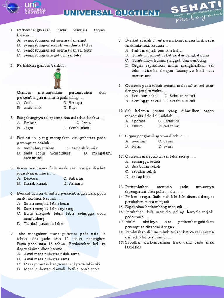 Kuis Pubertas dan Reproduksi | PDF | Ilmu Sosial