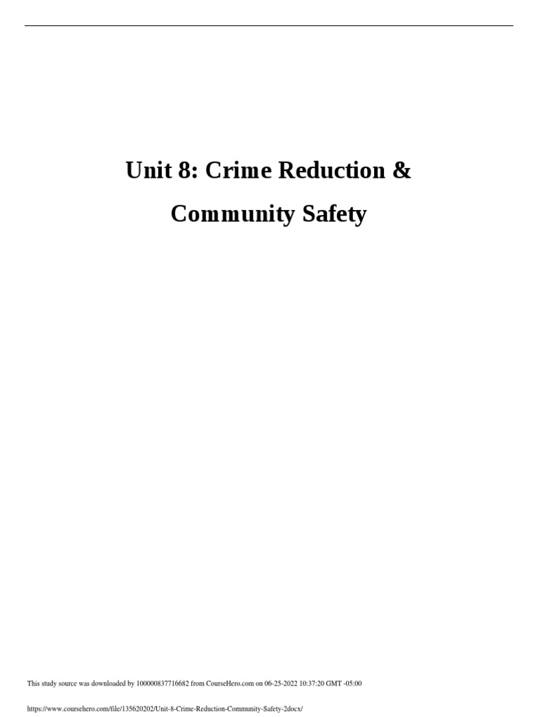 Unit 8: Crime Reduction & Community Safety | PDF | Crimes | Crime ...