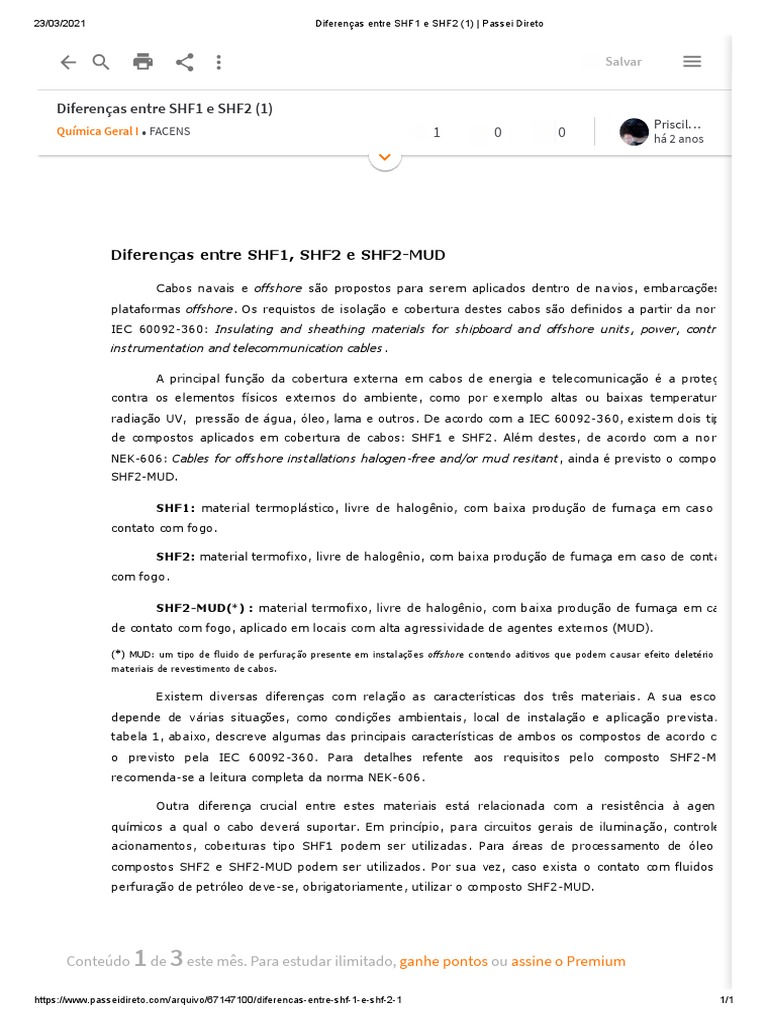 Diferenças Entre SHF1 e SHF2 (1) - Passei Direto | PDF | Química | Petróleo