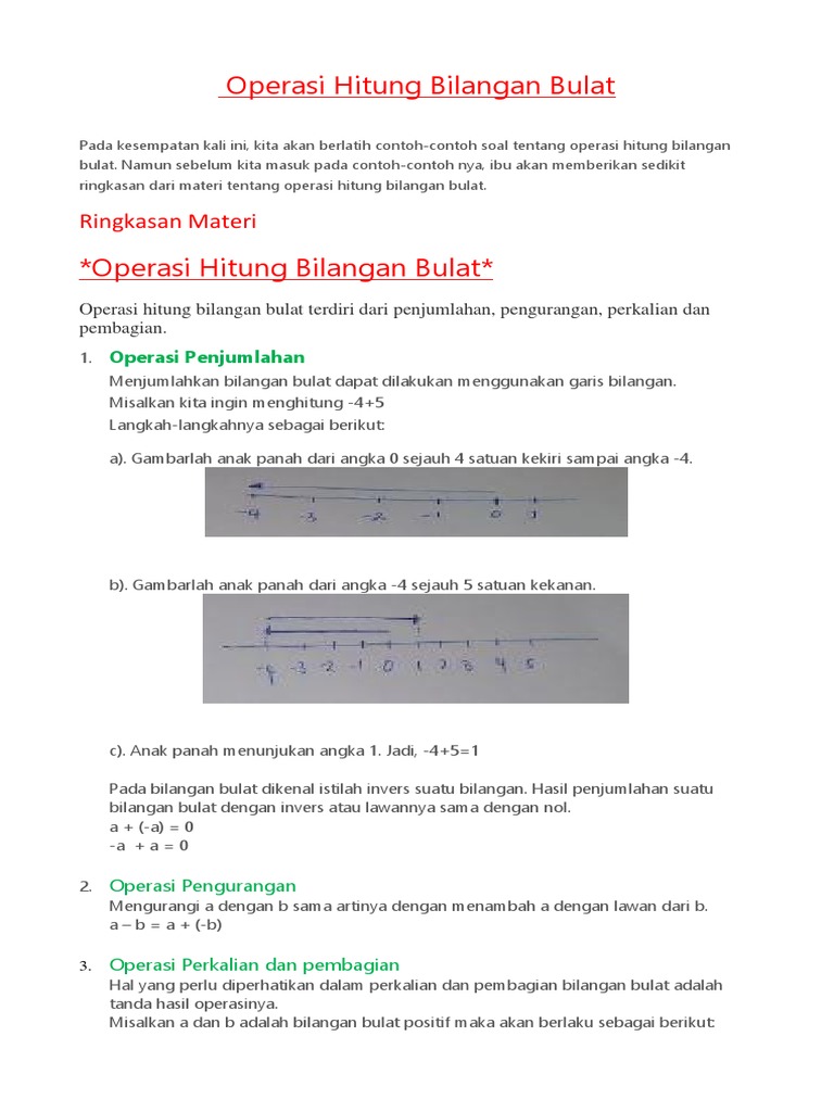 Operasi Hitung Bilangan Bulat | PDF | Metode & Bahan Ajar