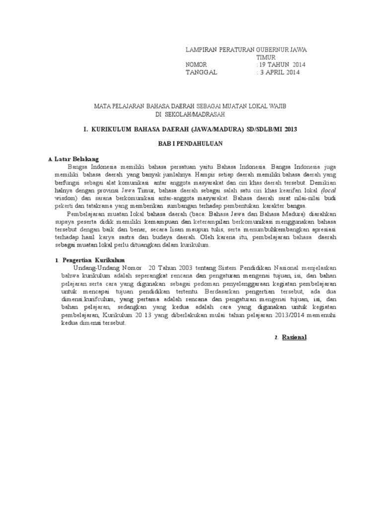 Lampiran Kurikulum Muatan Lokal | PDF