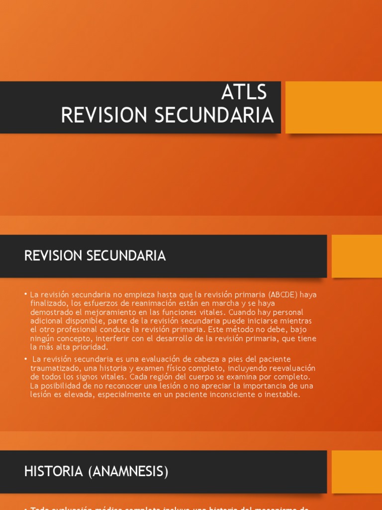 Revisión Secundaria en ATLS | PDF | Lesión | Consentimiento informado