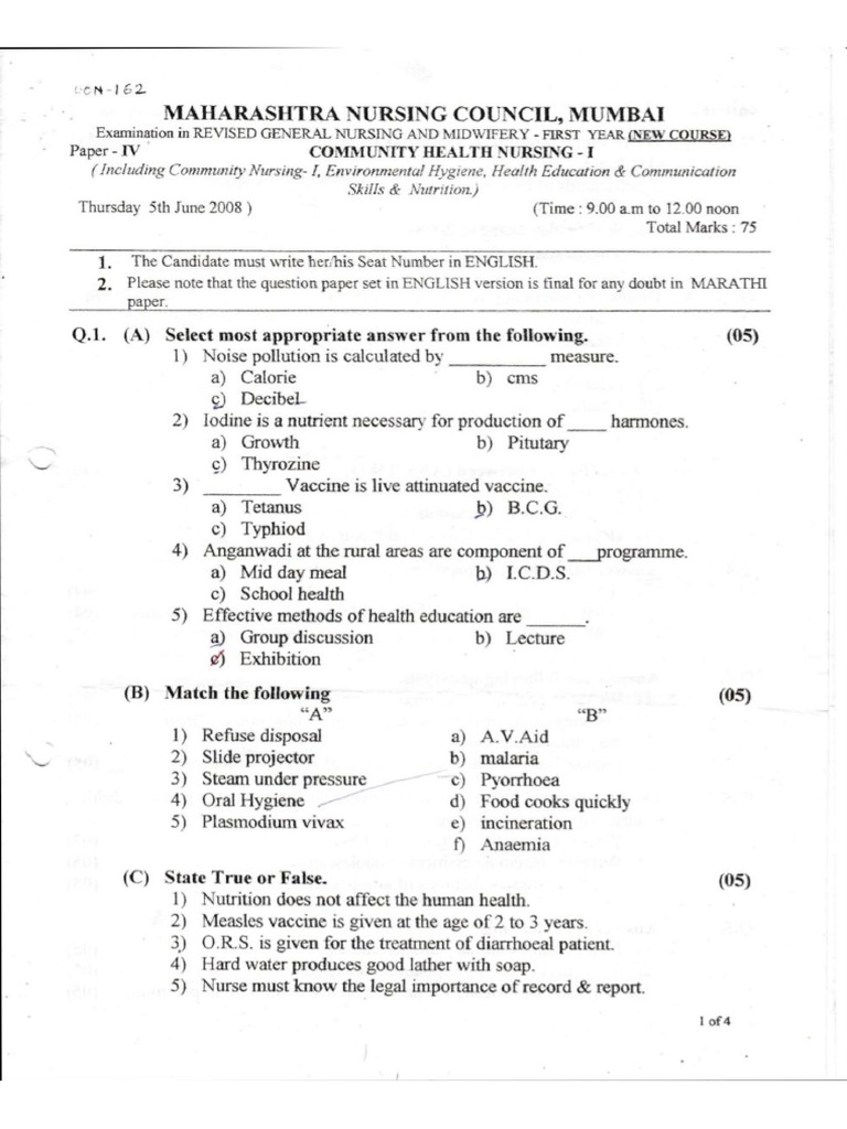 Community Health Nursing Paper | PDF