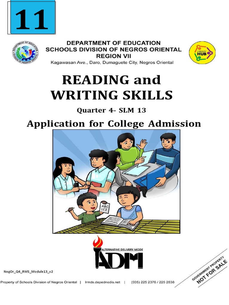 Reading and Writing Skills: Application For College Admission | PDF ...