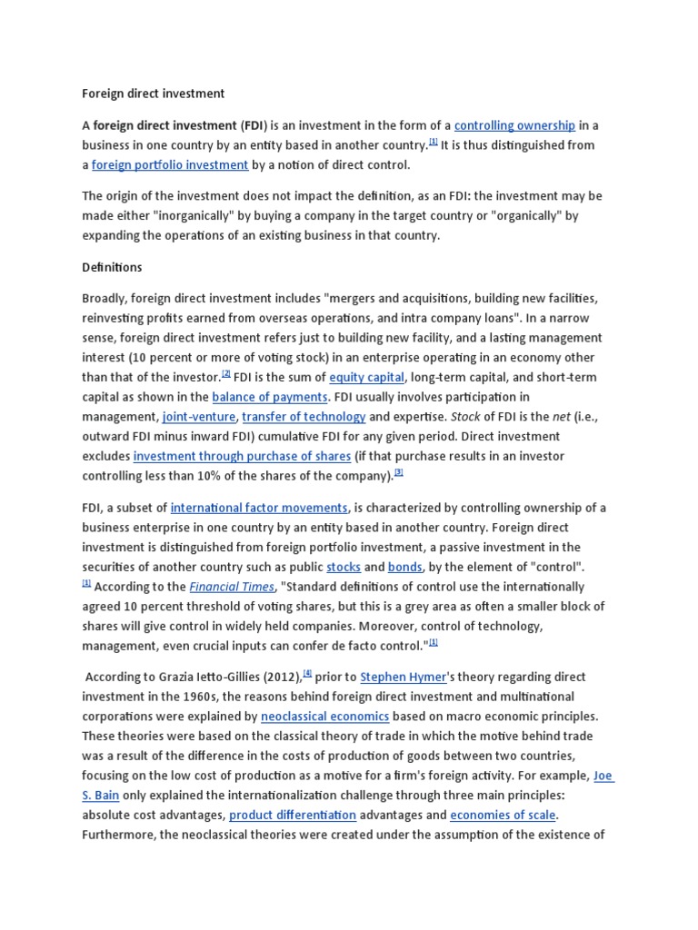 Foreign Direct Investment | Descargar gratis PDF | Foreign Direct ... Foreign Direct Investment | Descargar gratis PDF | Foreign Direct ...