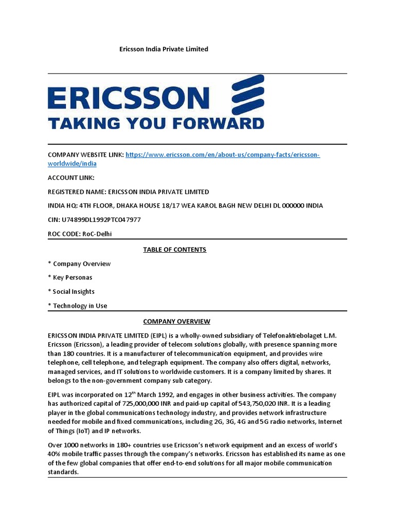 Ericsson India Pvt. Ltd. | PDF | Internet Of Things | Computer Network