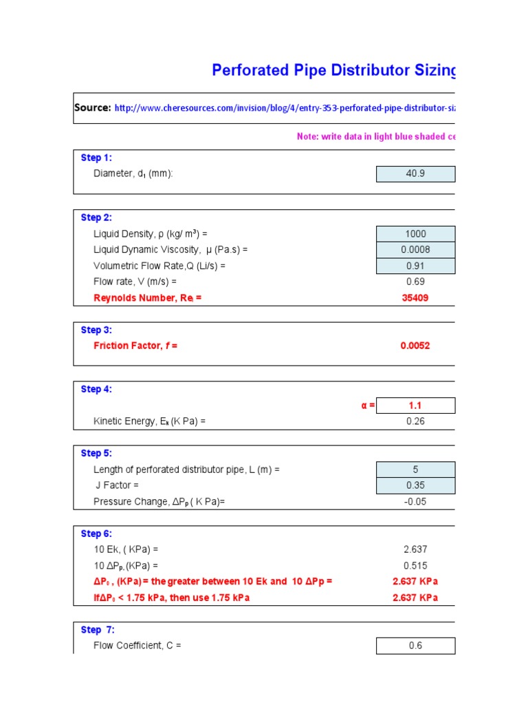 Pipe Distributor Sizing Calculations - 07-08-2013 | PDF | Fluid ...