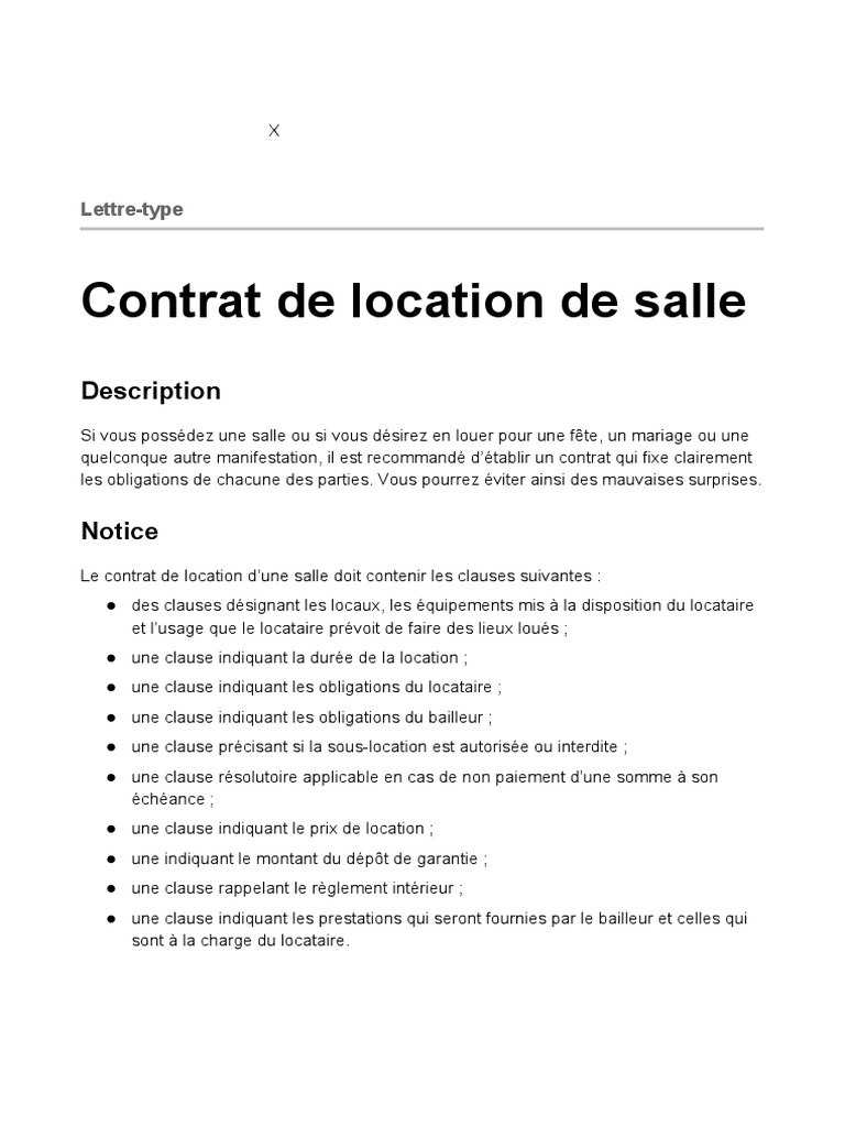 Contrat de Location de Salle | PDF | Location