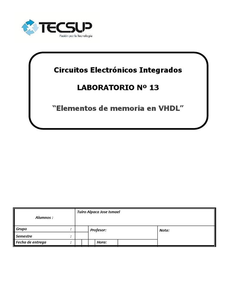 Lab13 Elementos Memoria VHDL 2022 | PDF | Informática | Ingeniería Electrónica