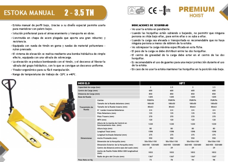Ficha Stoka Premium Hoist | PDF | Tecnología de vehículos | Vehículos
