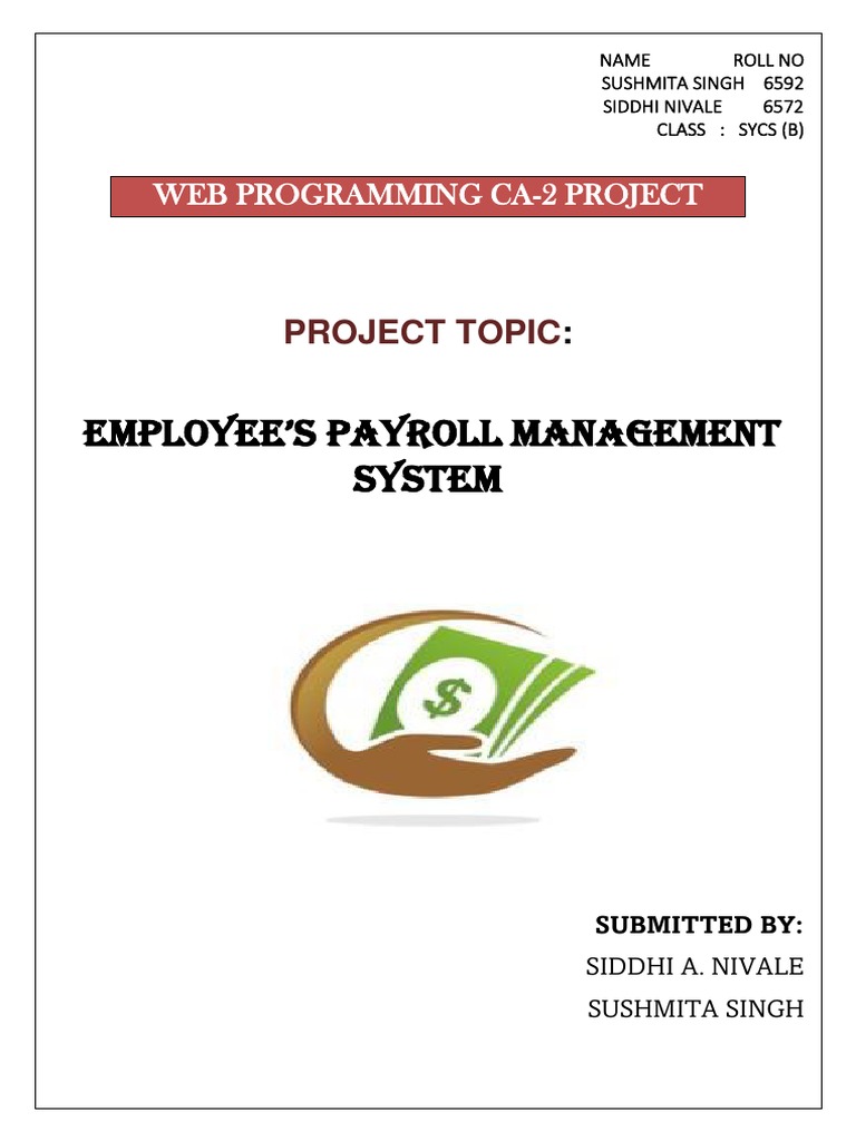 Employee'S Payroll Management System: Project Topic | PDF | Software ...