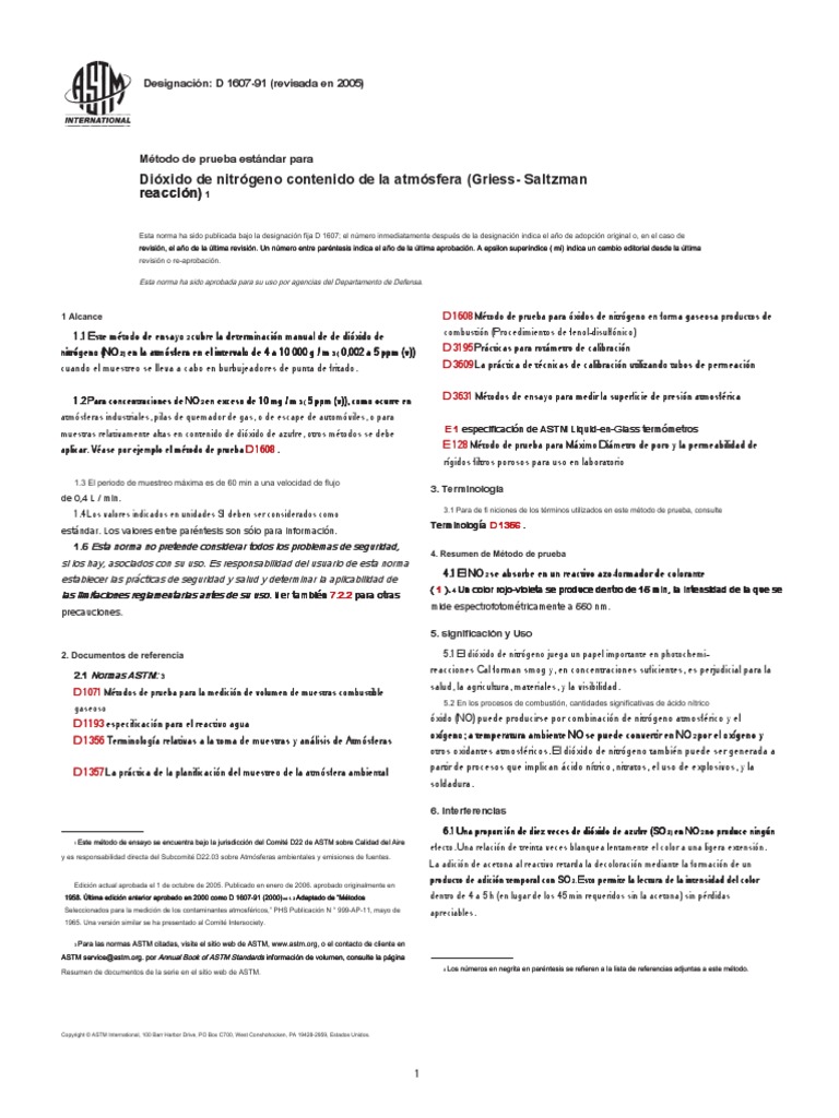 NO2 - ASTM D1607.en - Es | PDF | Gases | Oxígeno