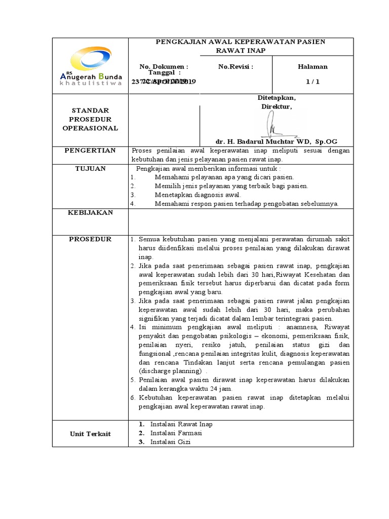 8.pengkajian Awal Keperawatan Pasien Rawat Inap | PDF