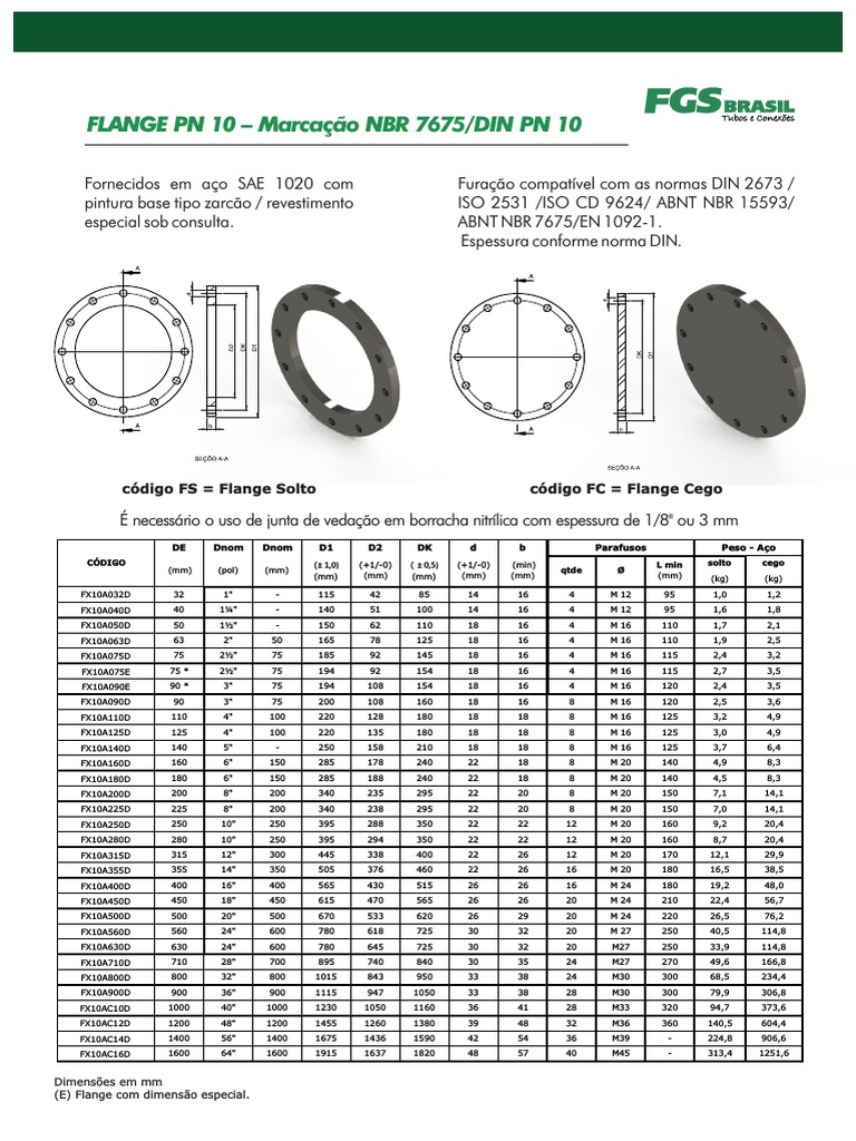 Catalogo Flanges NBR 7675 DIN | PDF
