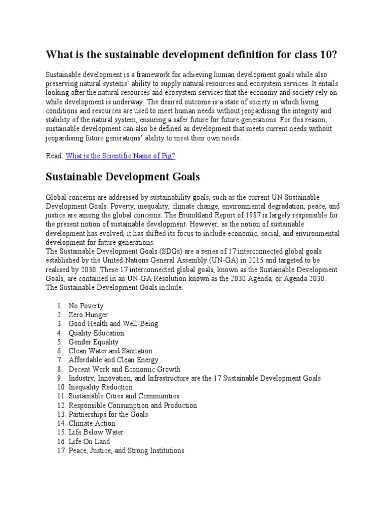 What Is The Sustainable Development Definition For Class 10? | PDF ...