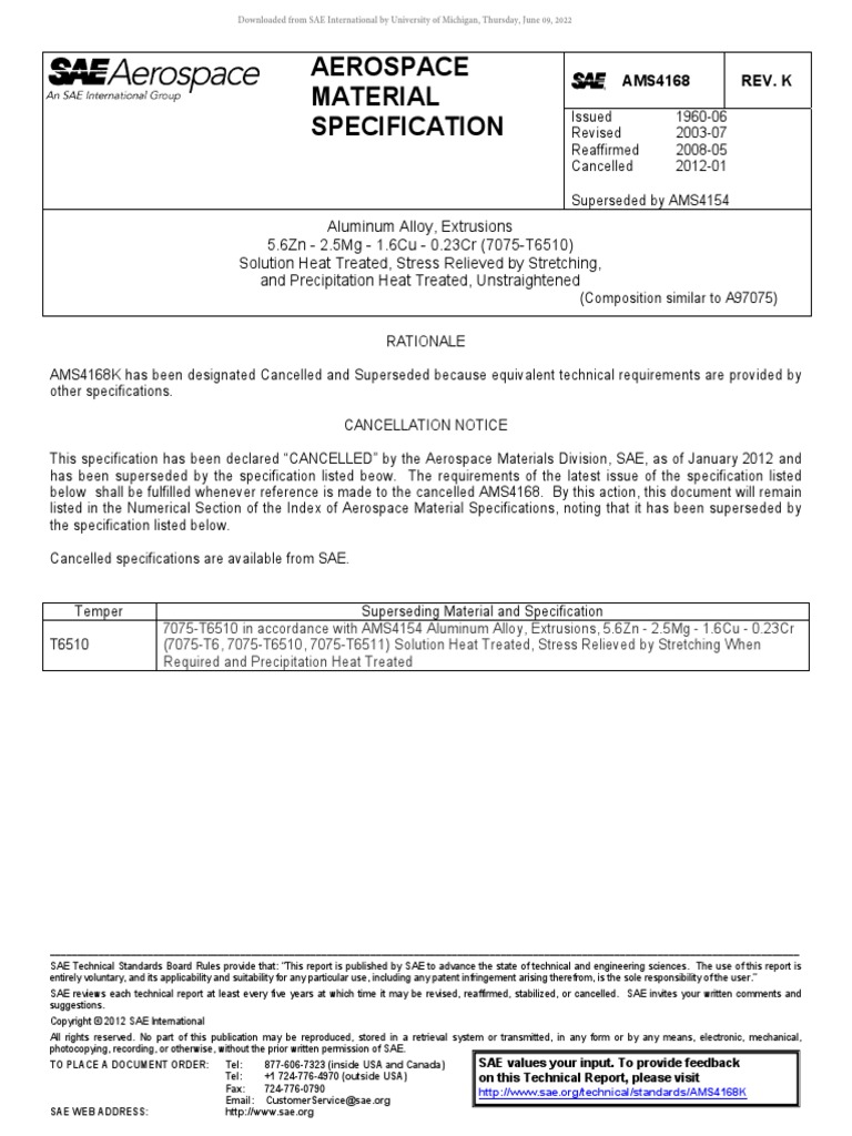 Aerospace Material Specification | PDF | Heat Treating | Specification ...
