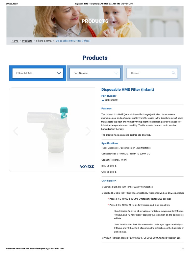 Disposable HME Filter (Child) - VADI MEDICAL-800-53822 | PDF ...