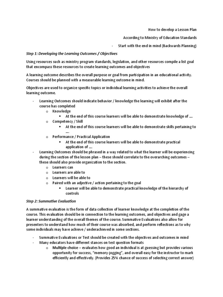 How To Develop A Lesson Plan PDF Lesson Plan Learning