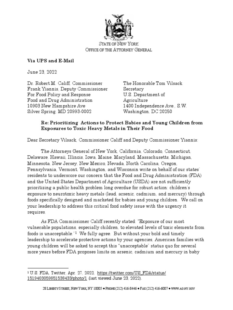 Ags Letter To FDA and Usda Leadership 6-23-2022 | PDF | Food And Drug ...