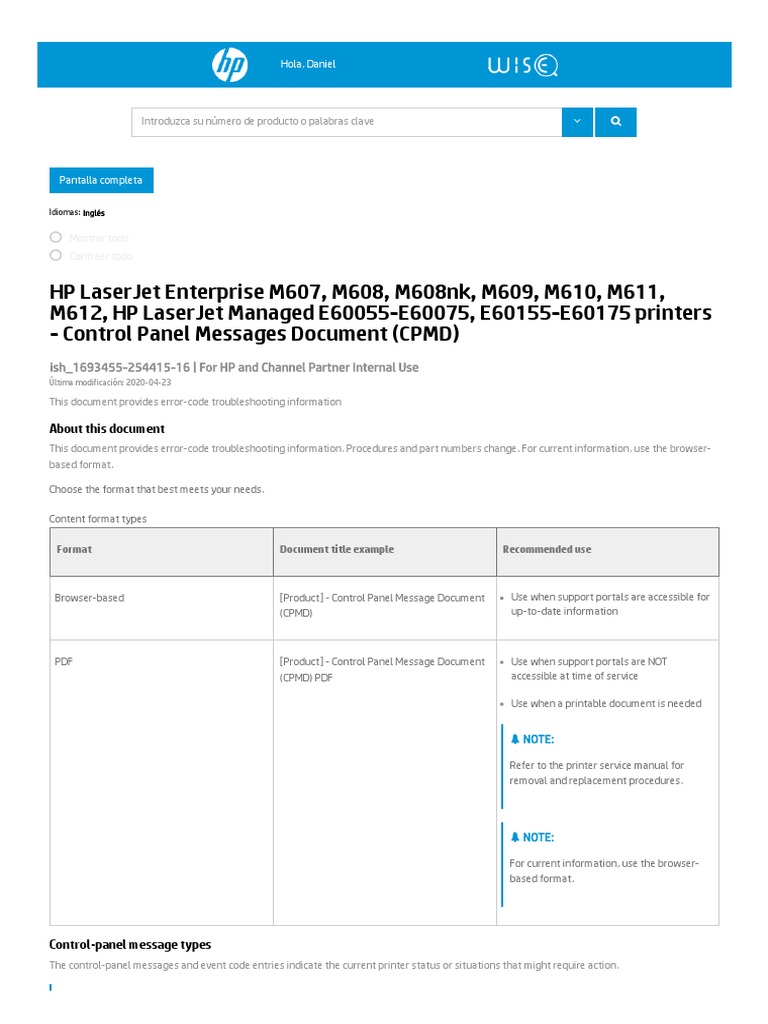 HP LaserJet Enterprise M607, M608, M608nk, M609, M610, M611, M612, HP LaserJet Managed E60055 ...