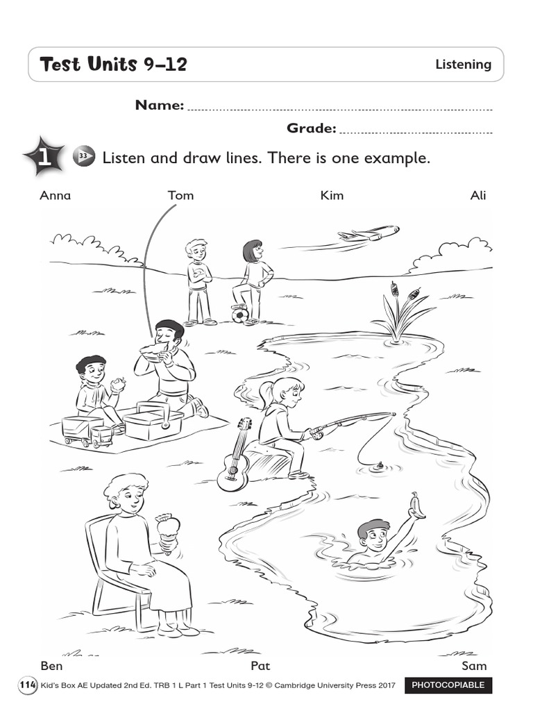 Test Units 9-12: Listen and Draw Lines. There Is One Example | PDF