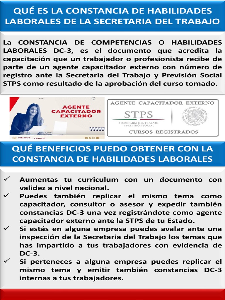 Que Es La Constancia de Habilidades Laborales DC3 | PDF