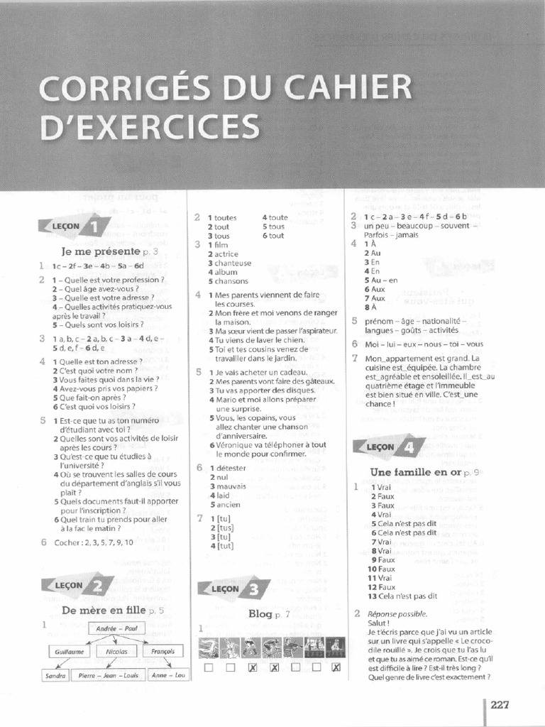 le nouveau taxi 2练习册答案-P227-238 | PDF